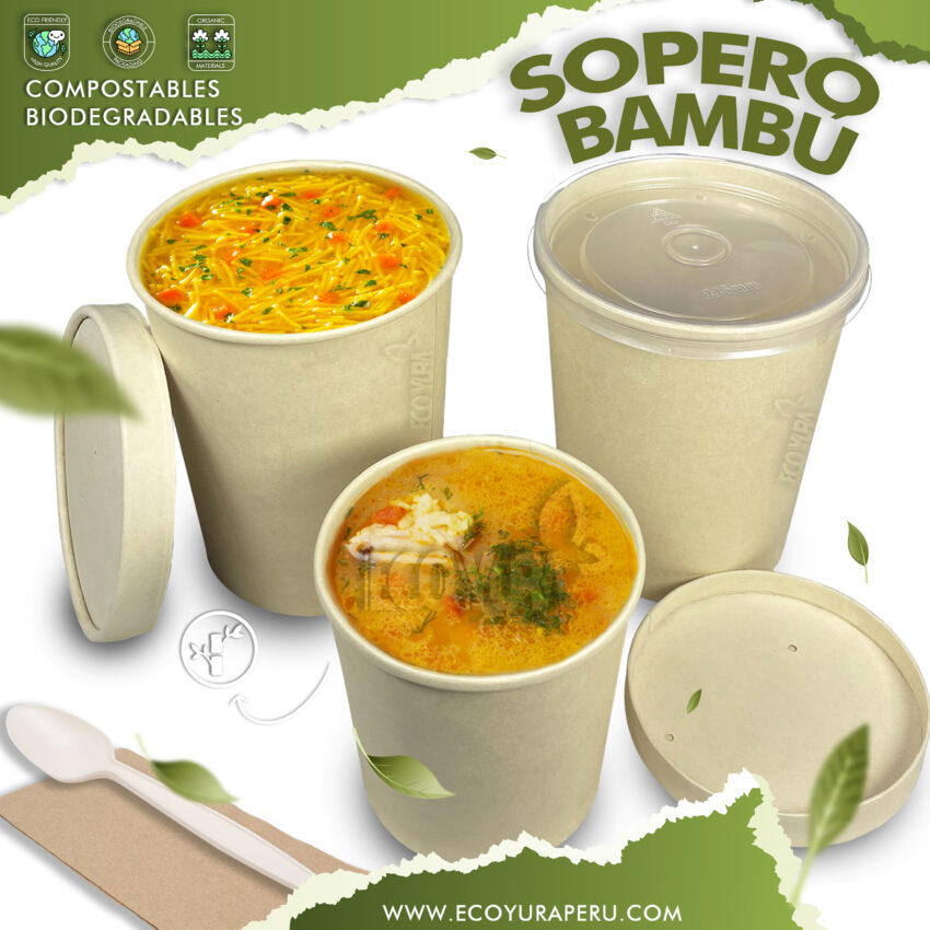 Bowl de Bambú biodegradable 600ml - Envases Biodegradables Eco Yura Perú